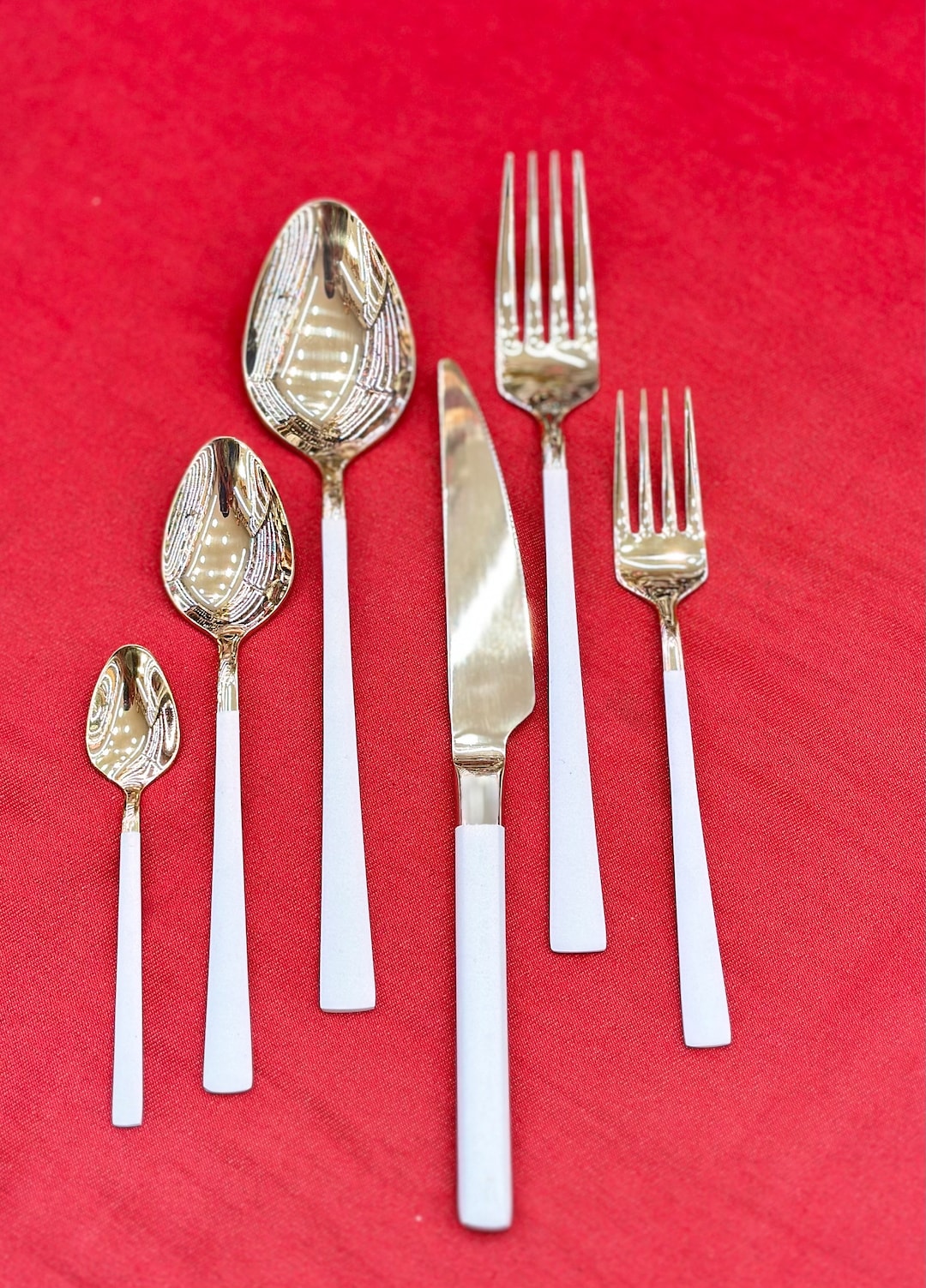 White Cutlery Set 36 Pieces Set, Gold White Flatware Set 36 Pieces ...