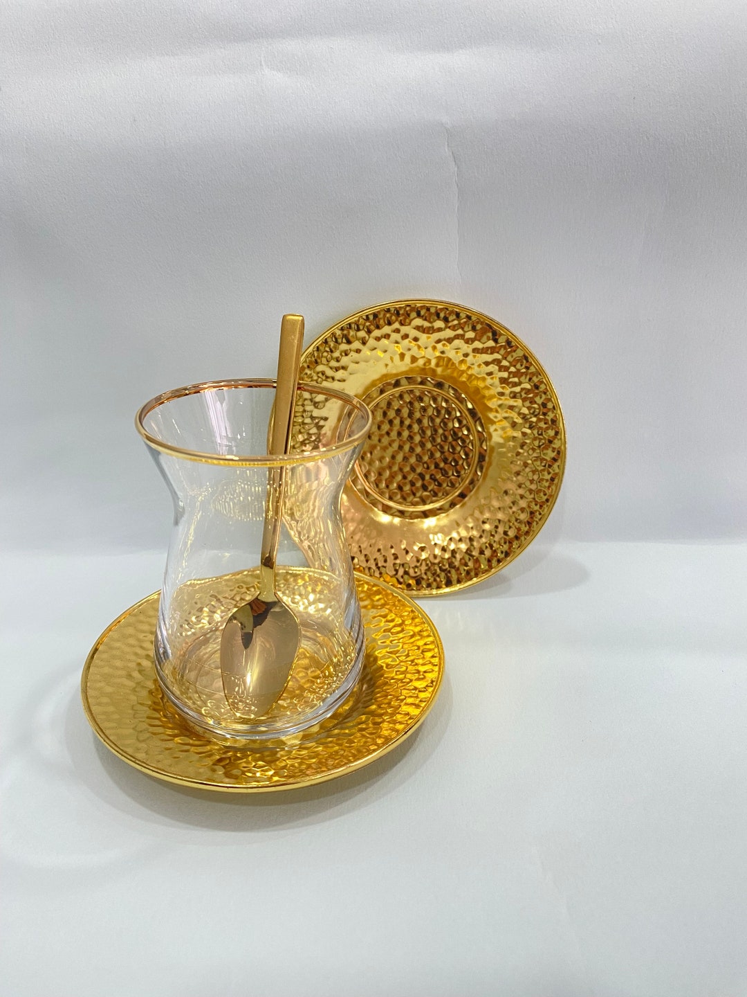 Turkish Tea Set Gold, Glass Turkish Tea Cups Set, Tea Glass, Gold Tea ...