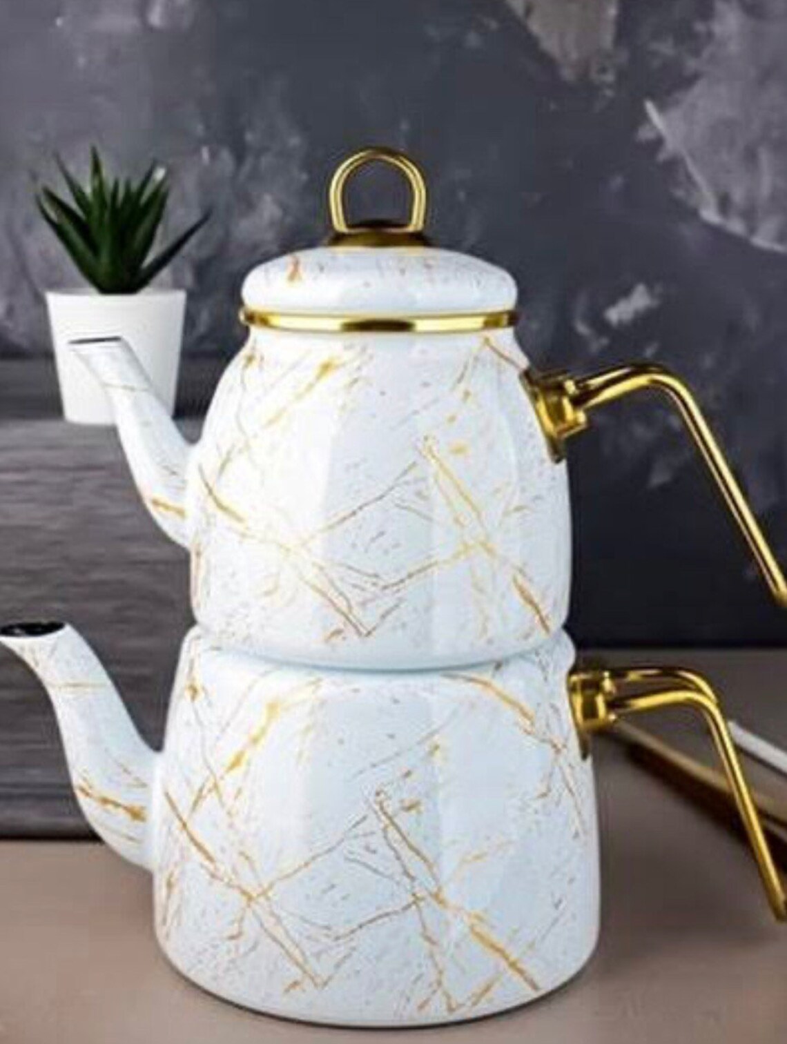 Enamel Teapot Set, Turkish Tea Pot Set, Turkish Samovar Tea Maker, Tea ...