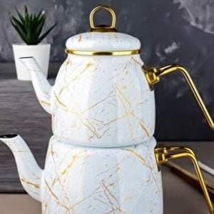 Enamel Teapot Set, Turkish Tea Pot Set, Turkish Samovar Tea Maker, Tea ...