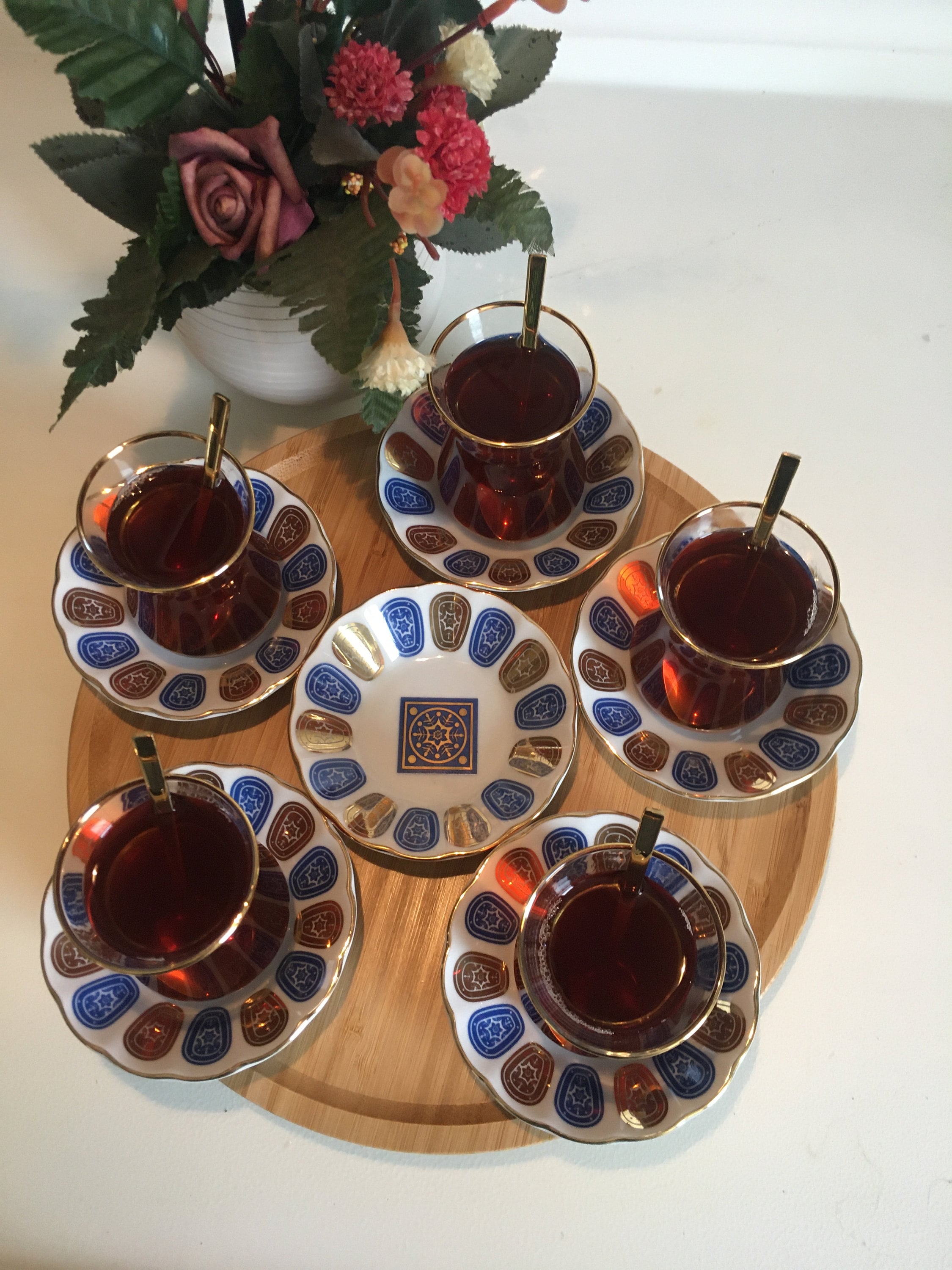 Turkish Tea Cup and Saucer, Tea Cup Set, Turkish Tea Glass, Tea Glass ...