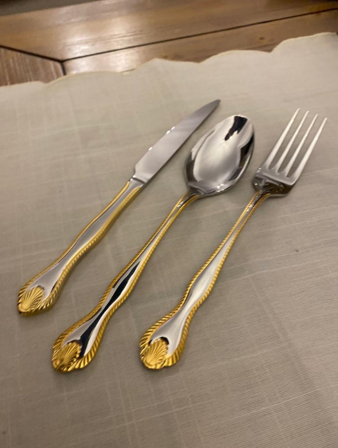 Luxurious Vintage Gold Flatware Set for 36 Stainless Steel Silverware ...