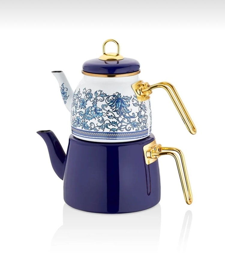 Enamel Teapot Set, Turkish Tea Pot Set, Turkish Samovar Tea Maker, Tea ...