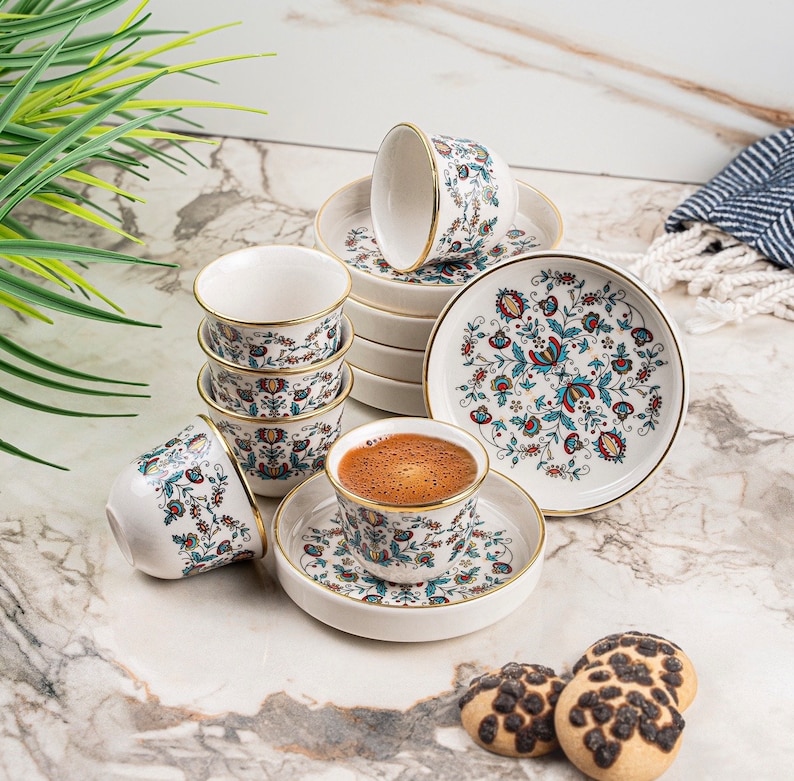 Evil Eye Designed Turkish Coffee Set, Turkish Coffee Cups Set, Espresso ...