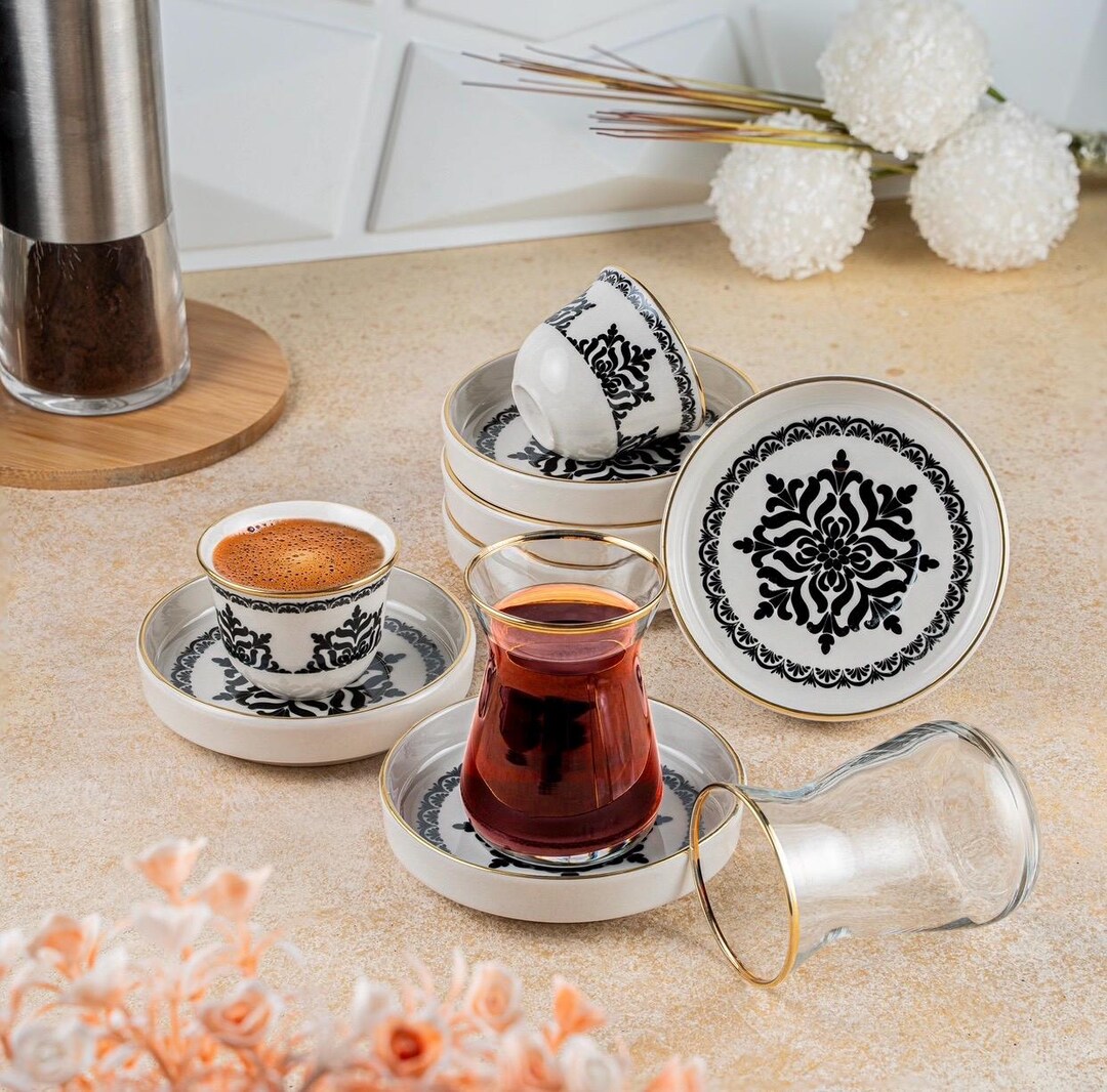 Handmade Turkish Tea Set, Turkish Tea Cups and Saucers, Tea Glasses and ...