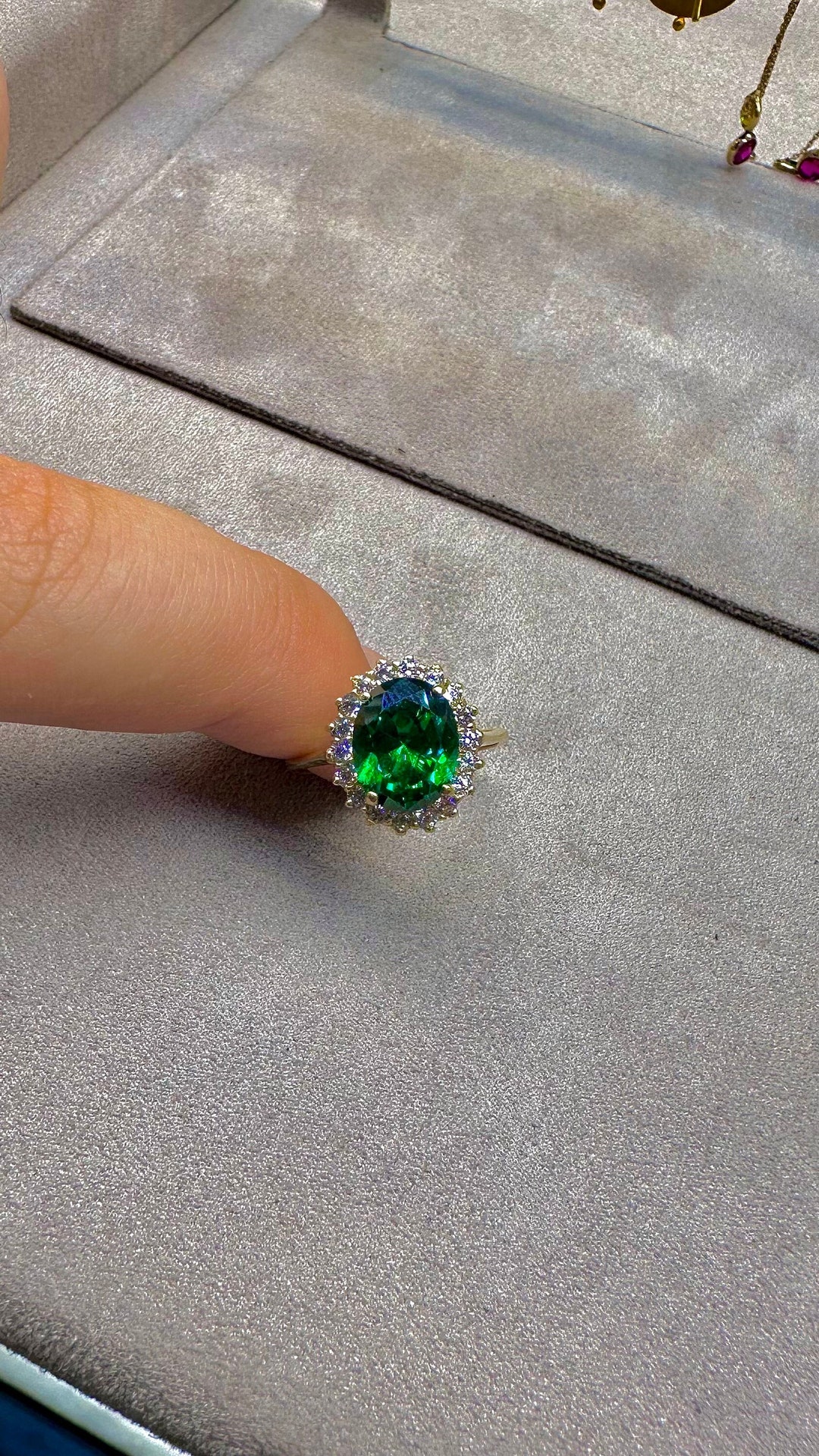 14K Solid Gold Emerald Anturage Ring, 14K Handmade Ring, 14K Statement ...