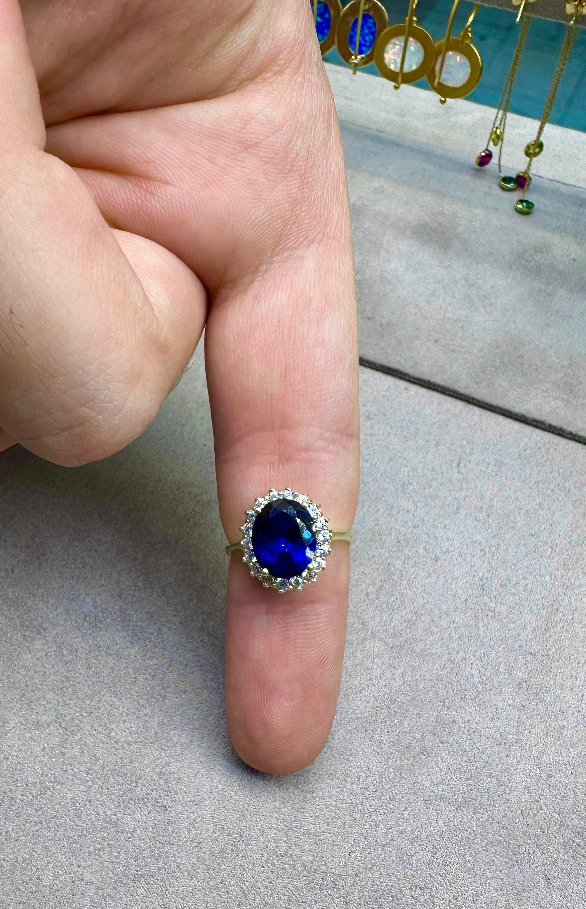 14K Solid Gold Sapphire Ring, 14K Handmade Ring, 18K Vintage Ring ...