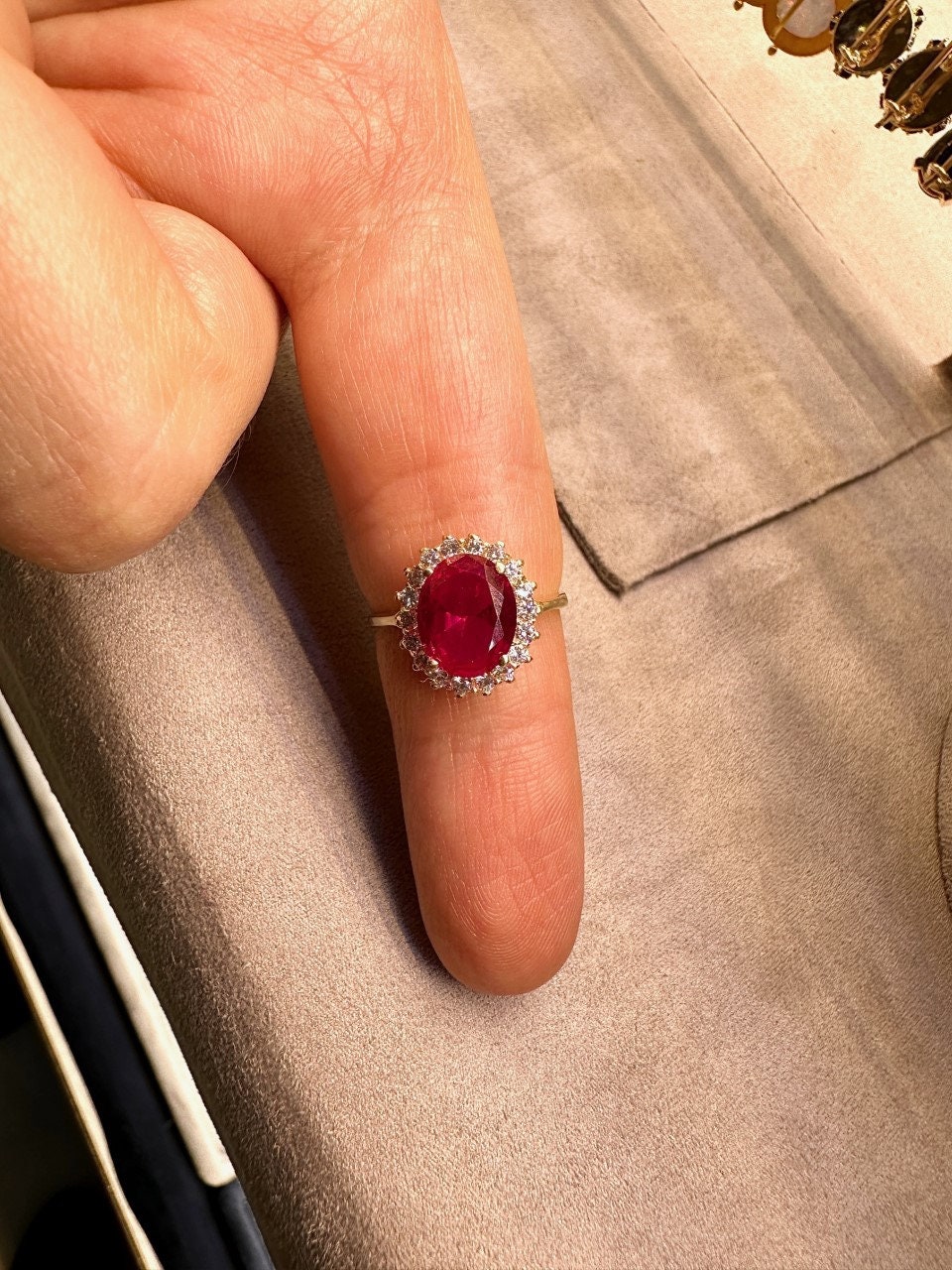 14ct Solid Gold Ruby Ring, 18K Stacking Ring, Ruby Cz Ring, Gemstone ...