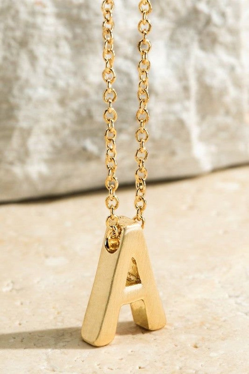 14k Real Gold Initial Necklace 14k Gold Personalized Letter - Etsy