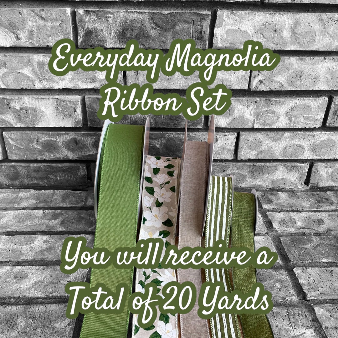 Magnolia Ribbon Set: 20 Yards Wired Ribbon for Wreaths & DIY - Etsy