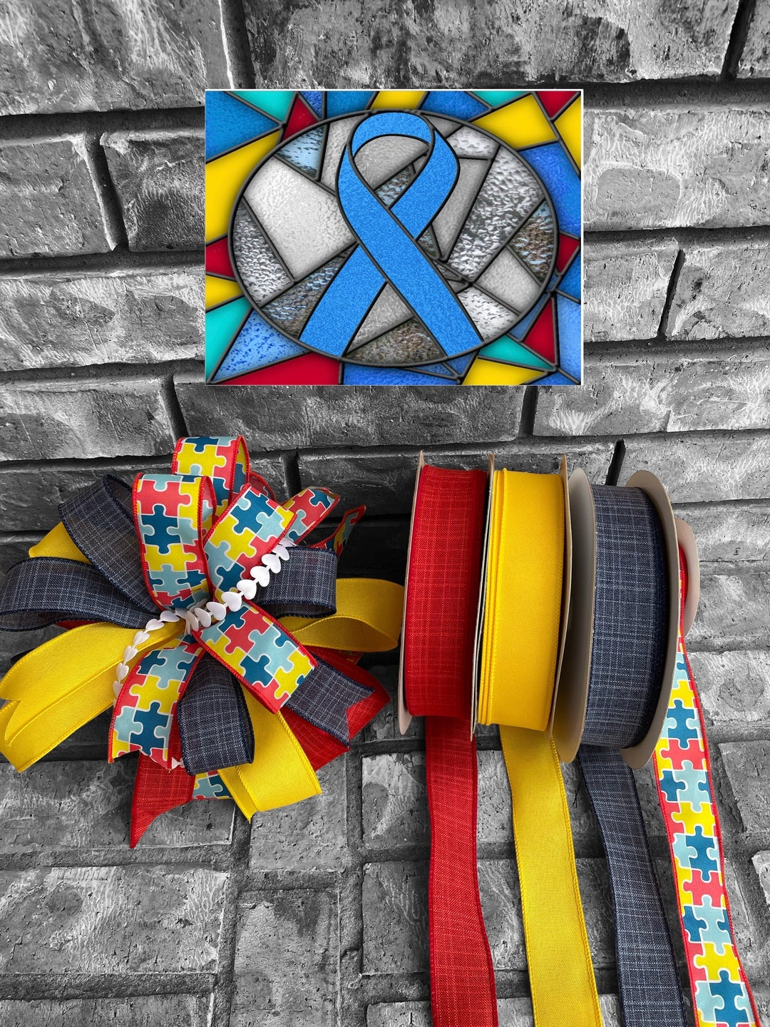 Autism Awareness Metal Sign, Hand-tied Bow & Ribbon Set - Etsy