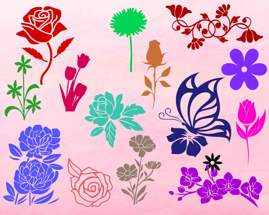 Flower SVG Bundle Flower Svg Files Flowers Cut Files for - Etsy