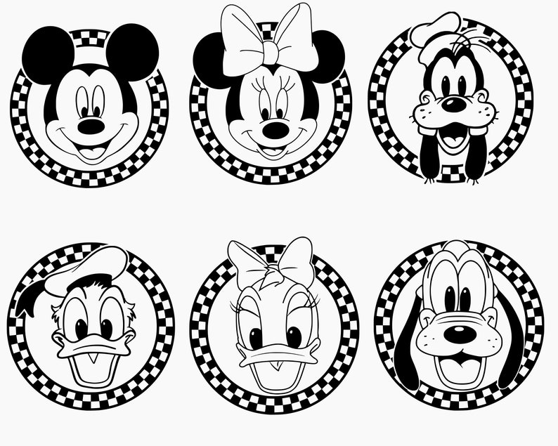 Mickey y sus amigos a cuadros retro Svg Png Dxf Eps - Etsy España