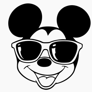 Mickey With Sunglasses Svg, Png, Dxf, Eps, Cutting Machines, Print ...
