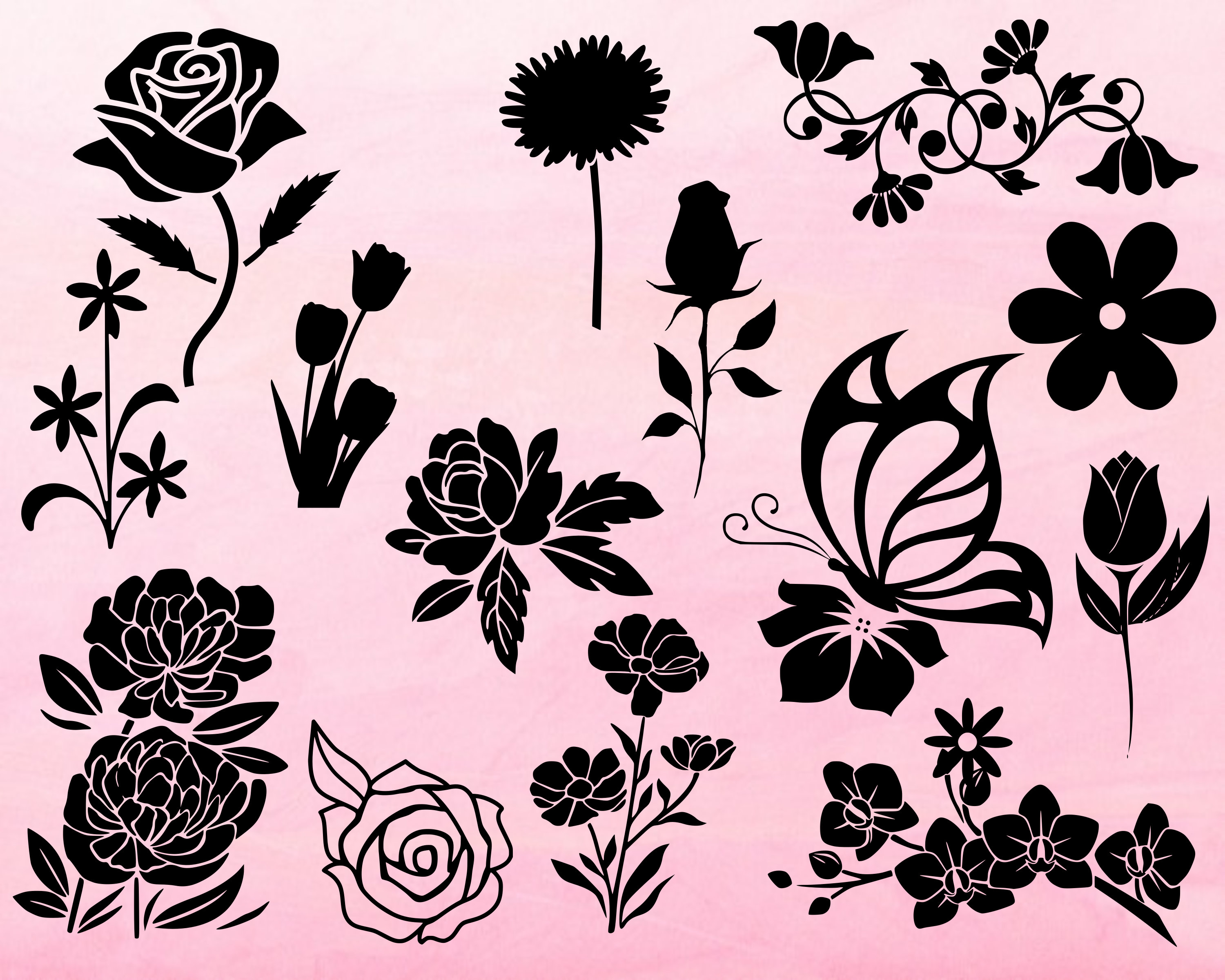 Flower SVG Bundle Flower Svg Files Flowers Cut Files for - Etsy