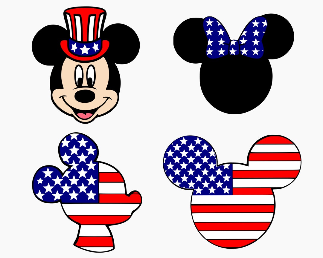 Mickey 4th of July Svg, 4 Designs, Svg, Png, Dxf, Eps, Cutting Machines ...