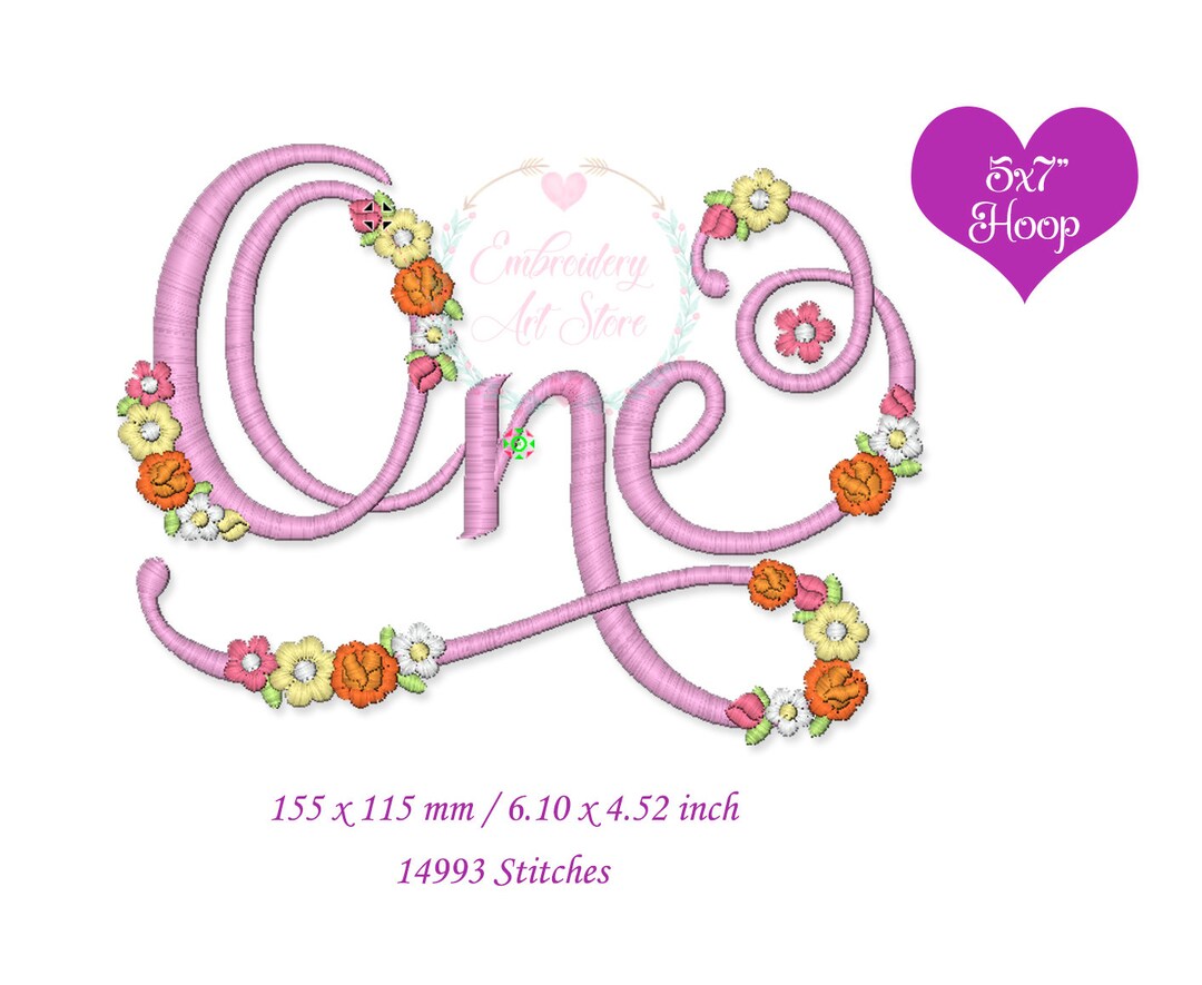 First Birthday One Year Old Machine Embroidery Designs, 5x7 Inch, One ...