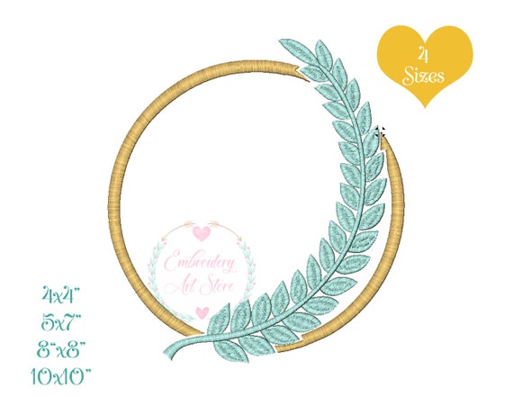 Leaf Circle Frame Embroidery Design Monogram Frame Embroidery - Etsy