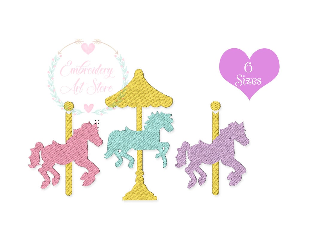 Sketch Carousel Horse Embroidery Design, Rocking Horse Design for ...