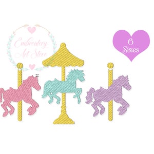 Sketch Carousel Horse Embroidery Design, Rocking Horse Design for ...