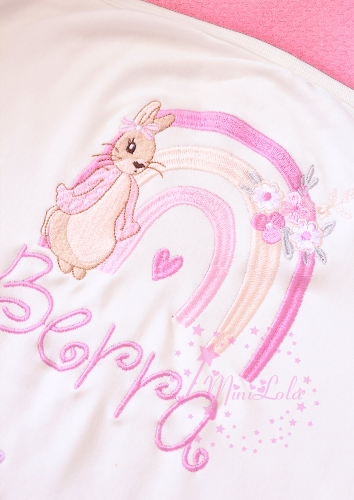 Pink Floral Girl Peter Rabbit Rainbow Machine Embroidery - Etsy