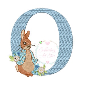 Peter Rabbit With Flowers Numbers Machine Embroidery Designs -5x5 Inch ...