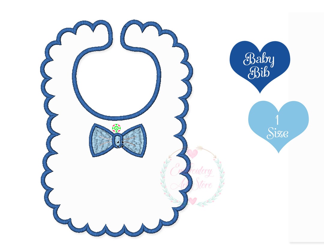 Baby Bib With Bow in the Hoop Embroidery Design, Applique Baby Bib ...