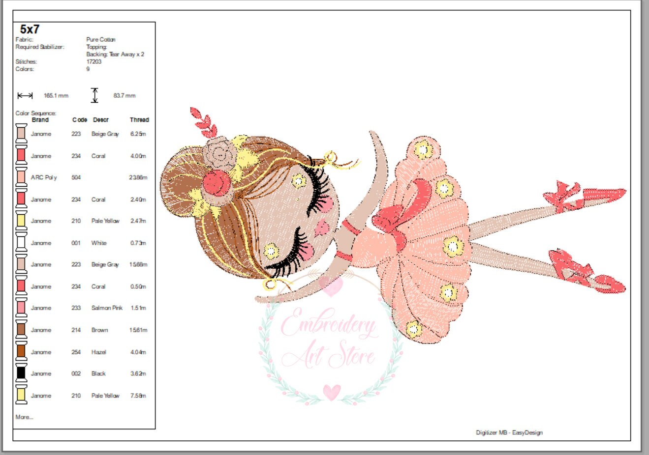 Ballerina Dancer Embroidery Design Beautiful Ballerina - Etsy