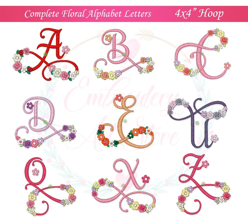 Flowers Alphabet Set Machine Embroidery Designs 4x4 Inch - Etsy