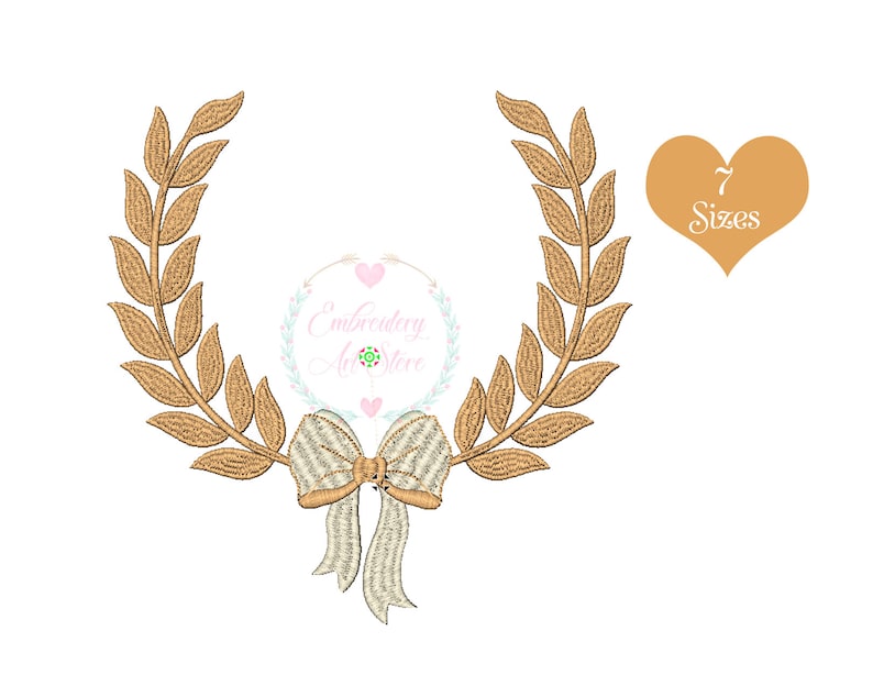 Leaf Frame With Bow Machine Embroidery Design Monogram Frame - Etsy