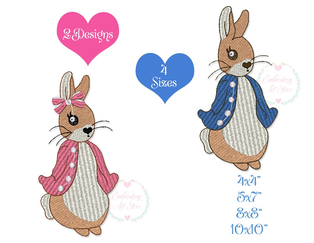 Girl-boy Peter Rabbit Machine Embroidery Design, Cute Bunny Baby Rabbit ...