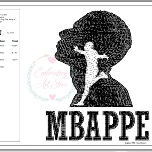 Kylian Mbappe Embroidery Design: Football Silhouette (digital Download ...