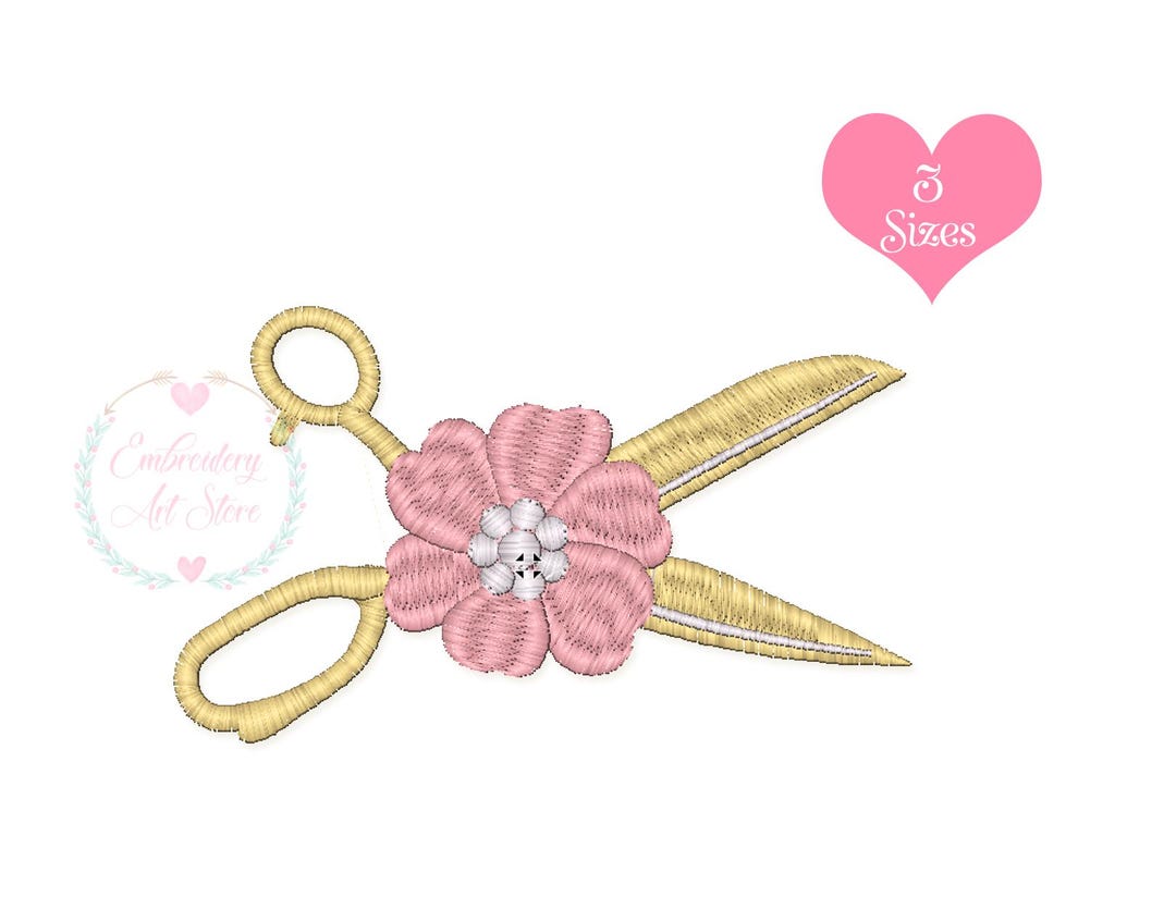 Flower Scissors Machine Embroidery Design, Scissors Pes, 3 Sizes ...