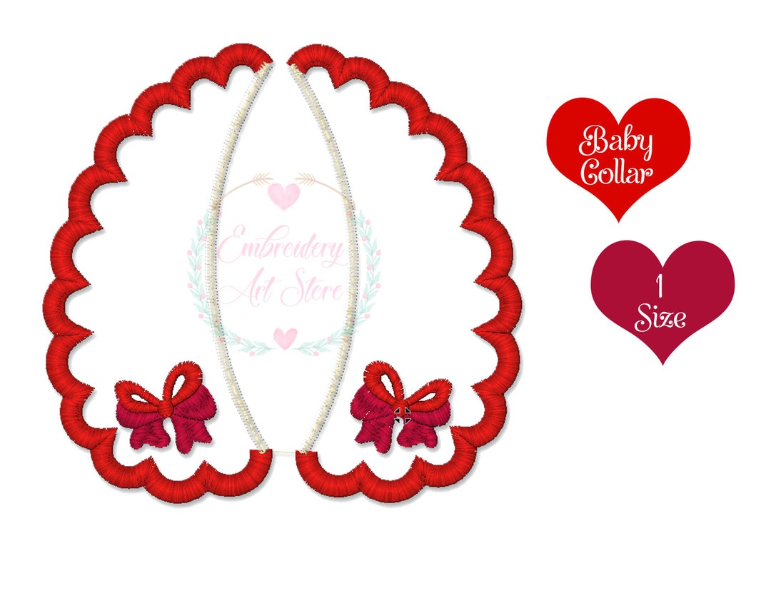 Bow Design Baby Collar Machine Embroidery Design, Applique Baby Collar ...