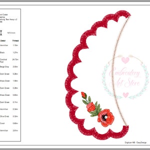 Poppy With Flowers Baby Collar Machine Embroidery Design, Applique Baby ...