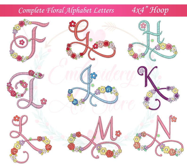 Flowers Alphabet Set Machine Embroidery Designs 4x4 Inch - Etsy