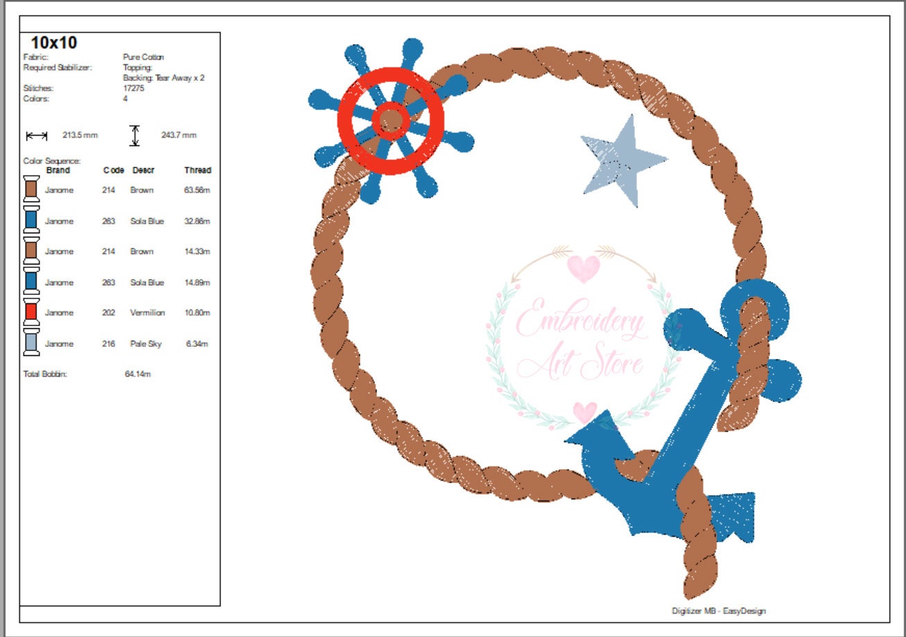 Anchor Machine Embroidery Design Anchor and Rope Embroidery - Etsy