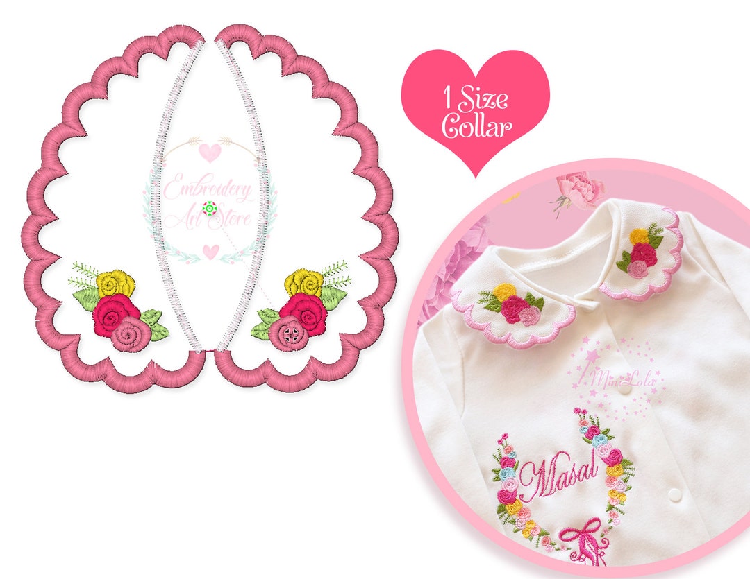 Roses Baby Collar Machine Embroidery Design, Applique Baby Collar ...