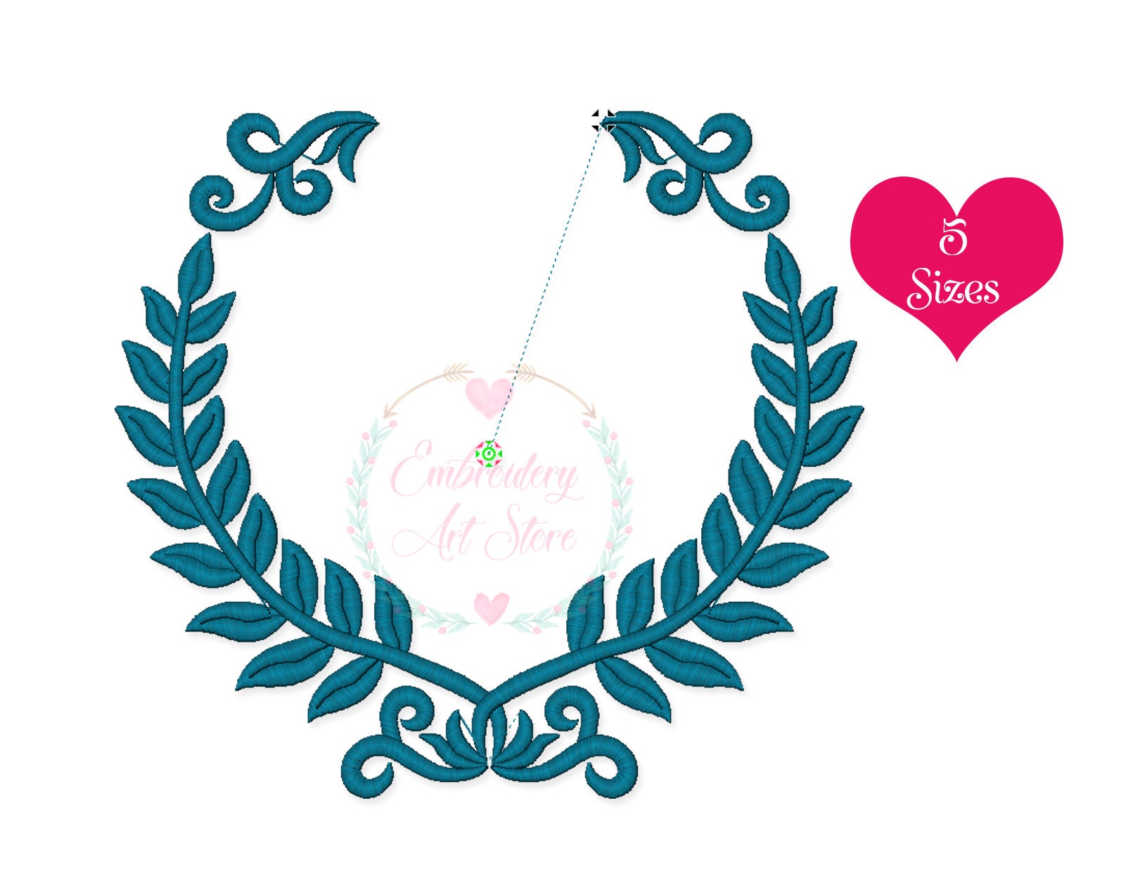 Vintage Leaf Frame Embroidery Design Monogram Frame - Etsy