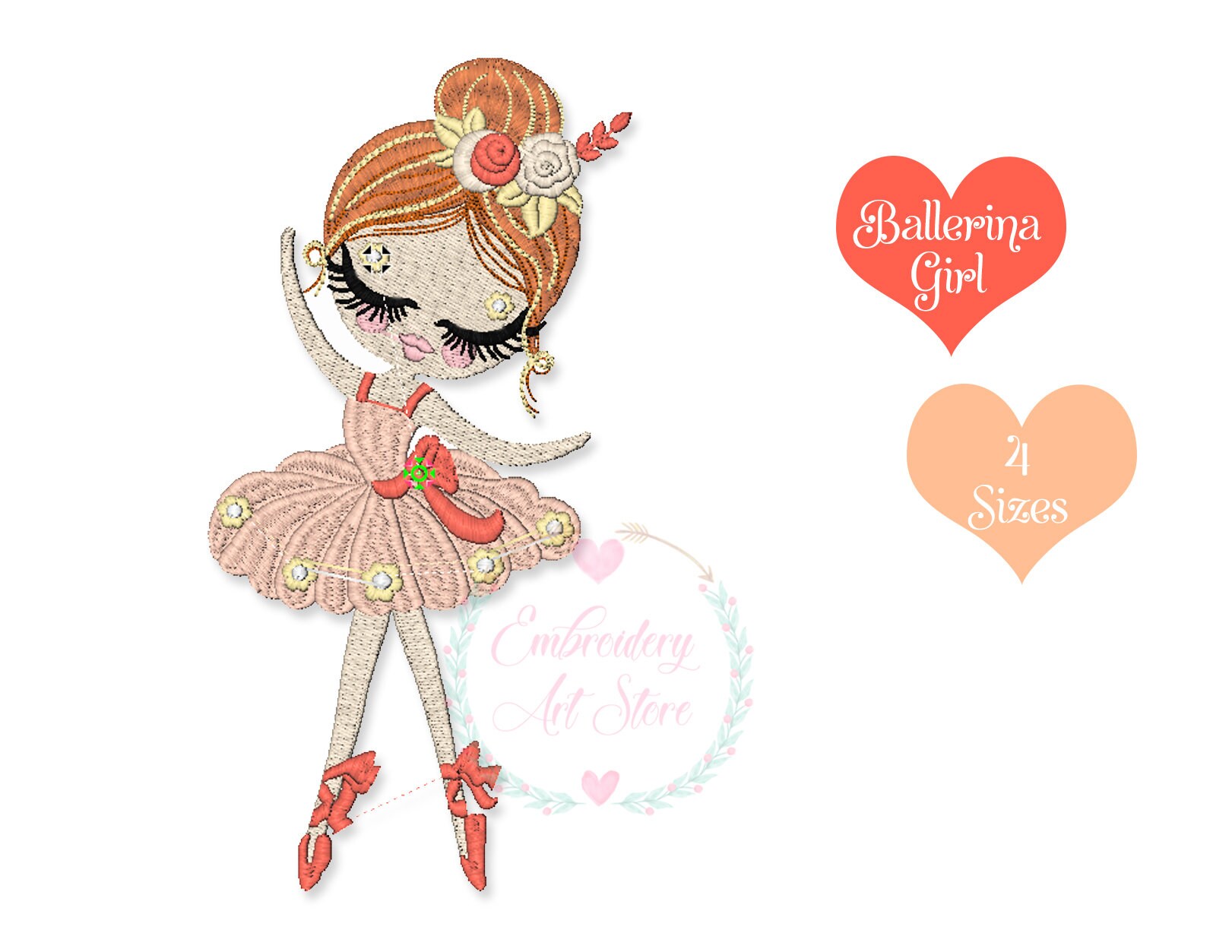 Ballerina Dancer Embroidery Design Beautiful Ballerina - Etsy
