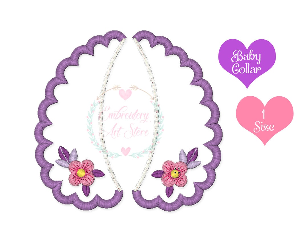 Floral Baby Collar Machine Embroidery Design, Applique Baby Collar ...