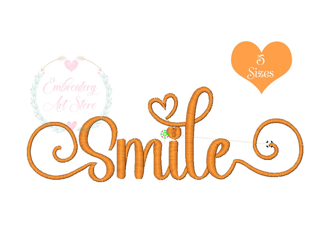 Smile Hand Write Embroidery Design, Trendy Embroidery Design, Happy ...