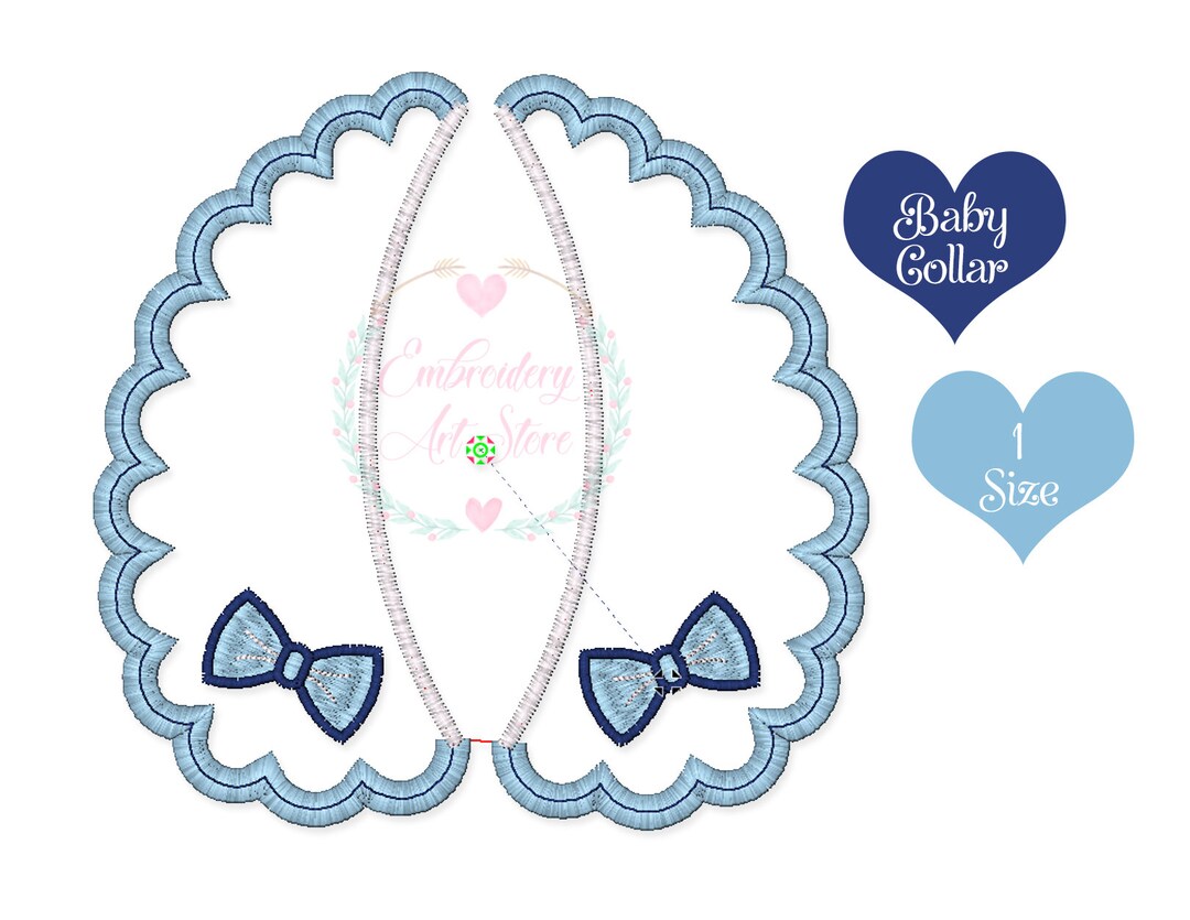 Bow With Baby Collar Machine Embroidery Design, Applique Baby Collar ...