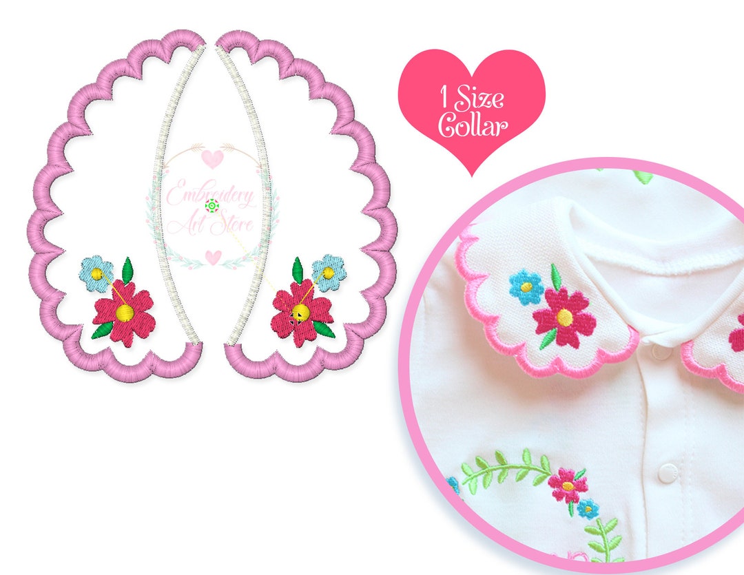 Daisy With Flowers Baby Collar Machine Embroidery Design, Applique Baby ...