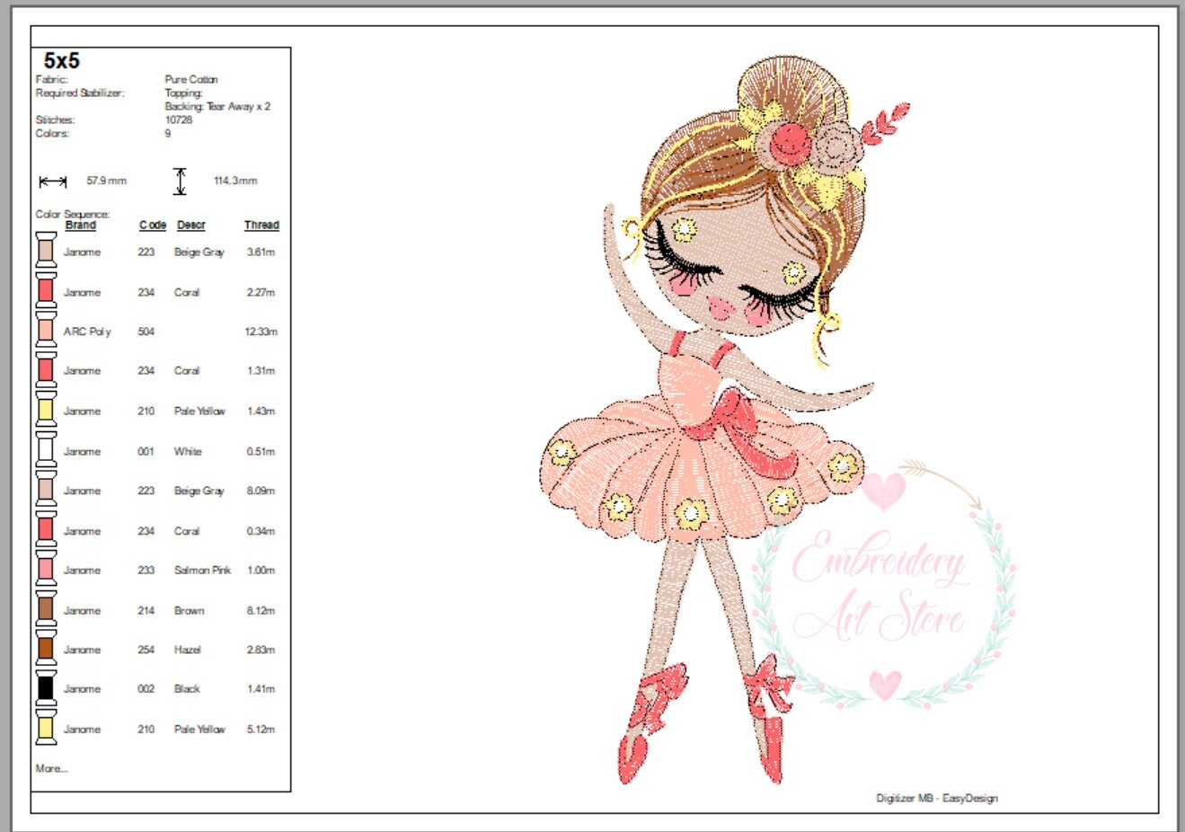 Ballerina Dancer Embroidery Design Beautiful Ballerina - Etsy