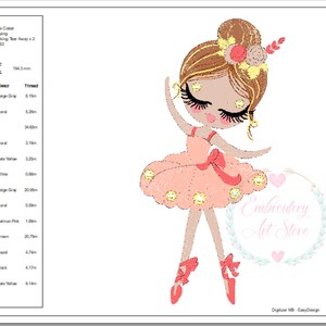 Ballerina Dancer Embroidery Design, Beautiful Ballerina Embroidery ...