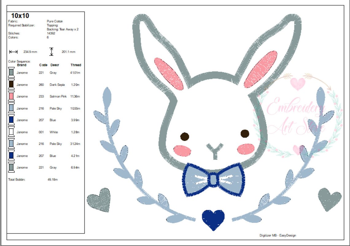 Easter Bunny Frame Embroidery Design Cute Baby Rabbit Design - Etsy