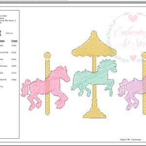 Sketch Carousel Horse Embroidery Design, Rocking Horse Design for ...