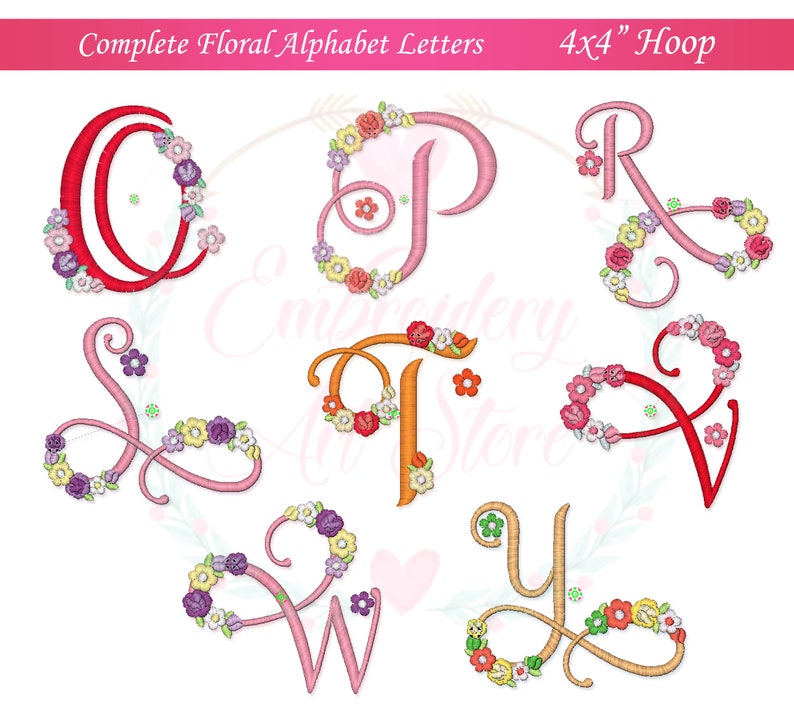 Flowers Alphabet Set Machine Embroidery Designs 4x4 Inch - Etsy