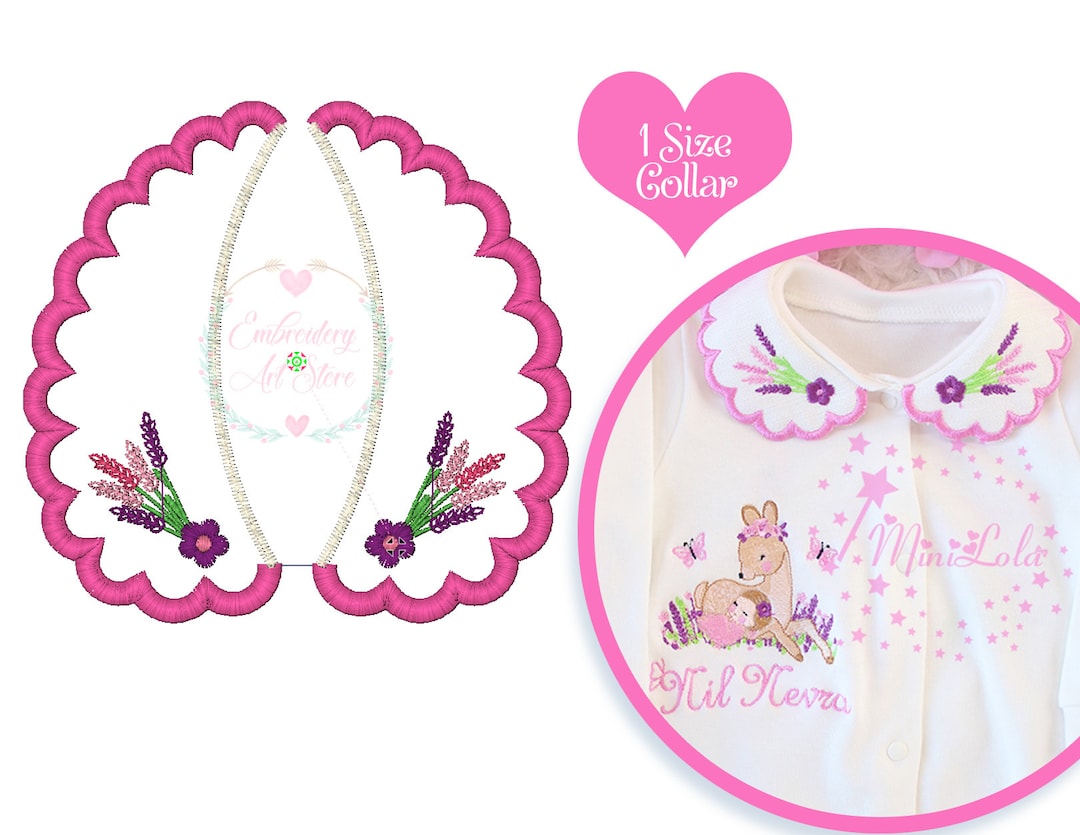 Floral Baby Collar Machine Embroidery Design, Applique Baby Collar ...